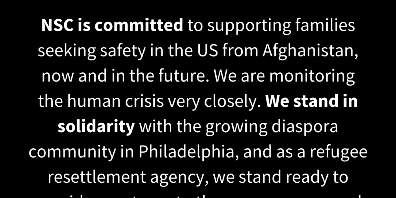 NSC Statement on Afghanistan | Nationalities Service Center