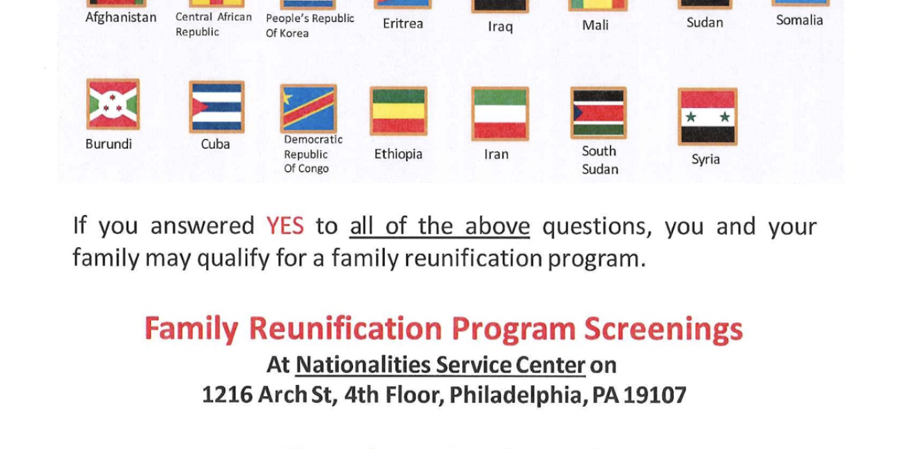 Family Reunification Screening | Nationalities Service Center